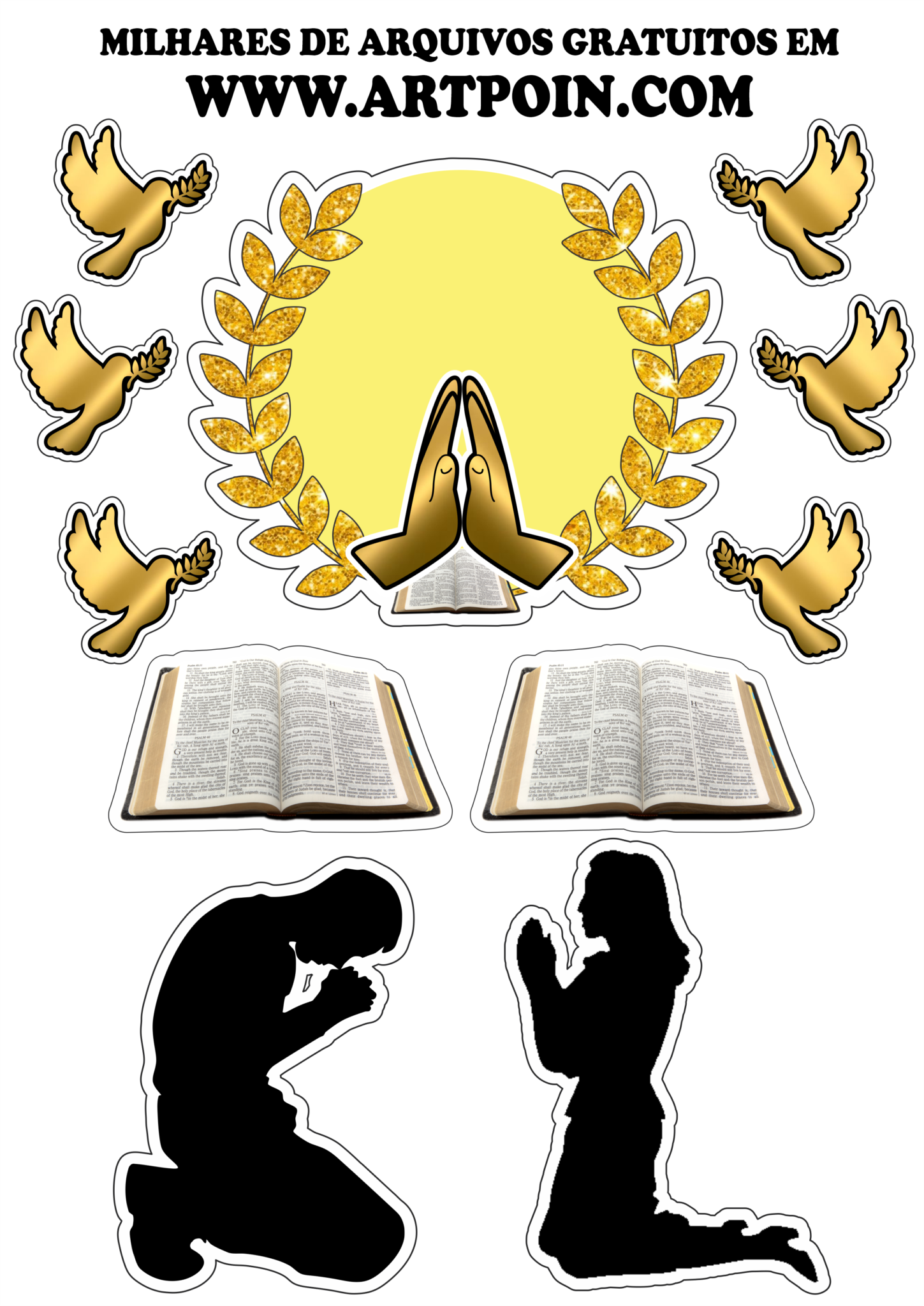 Topo de bolo religioso evangélico dourado png Topo de bolo religioso evangélico dourado png