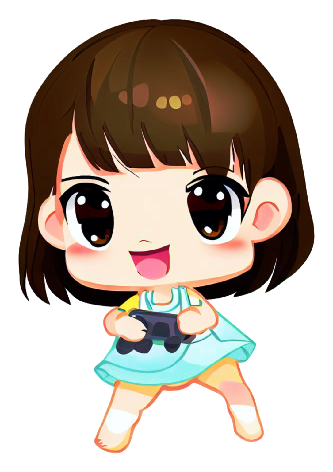 Dia das crianças menina jogando video game desenho cute chibi png Dia das crianças menina jogando video game desenho cute chibi png