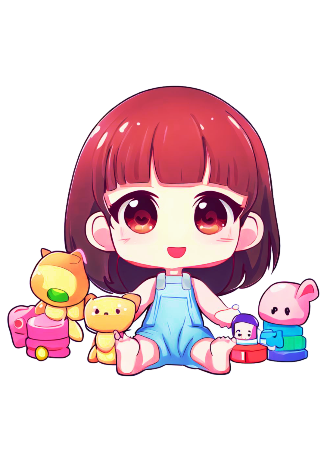 Dia das crianças menina com brinquedos desenho cute chibi artes ... Dia das crianças menina com brinquedos desenho cute chibi artes ...