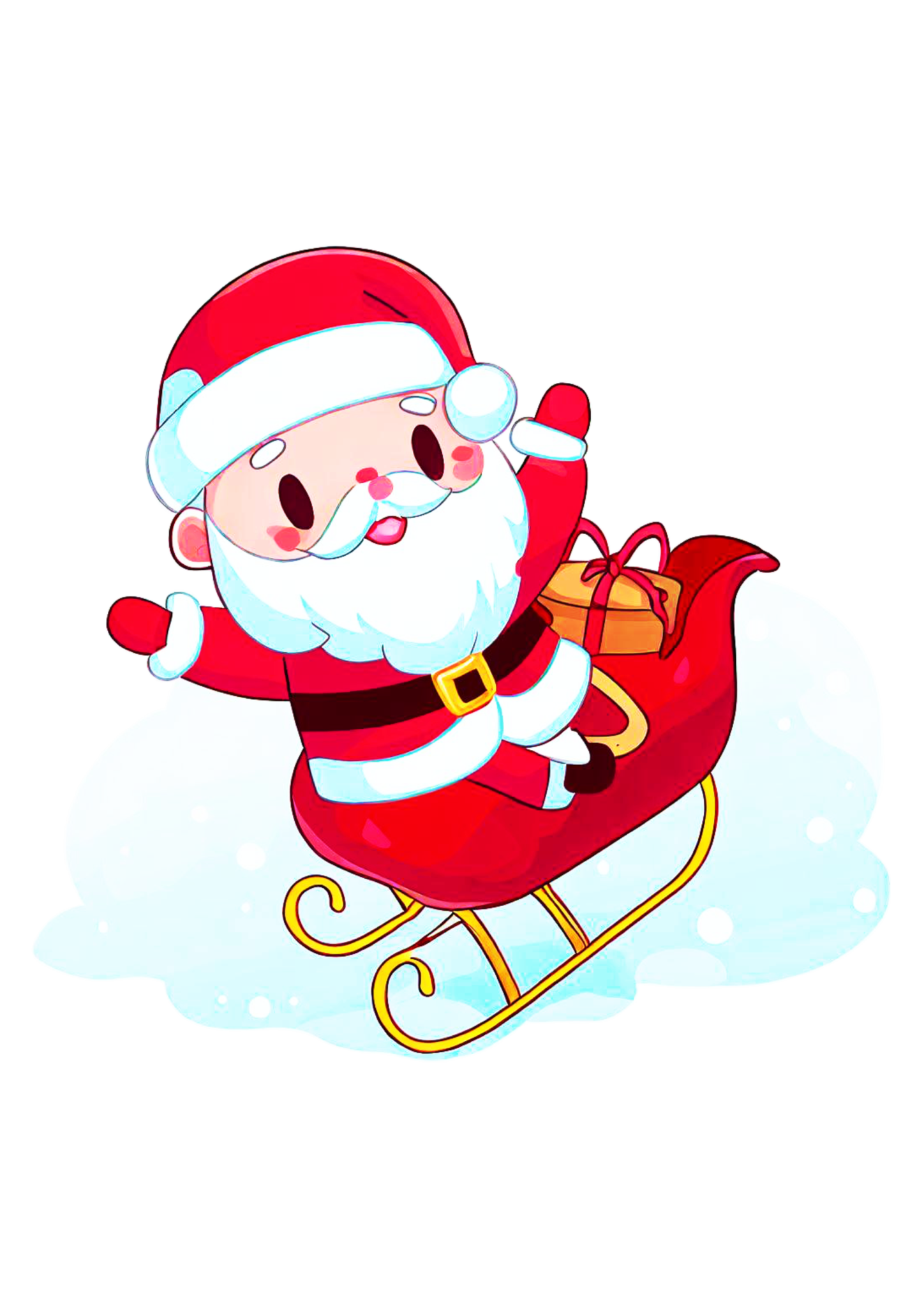 Papai Noel fofinho no trenó png