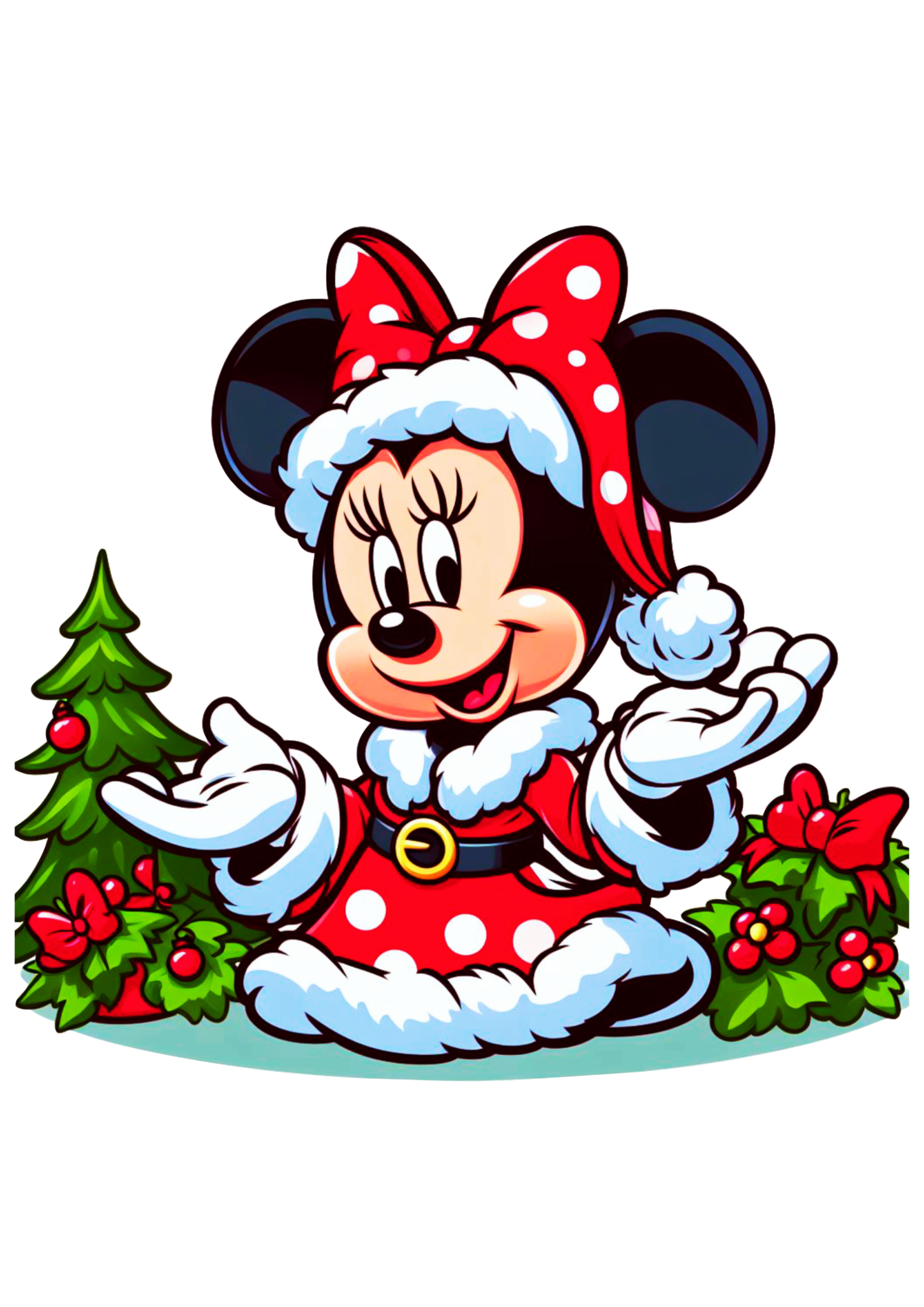 Minnie Mouse com vestido de natal desenho bonitinho árvore de natal png Minnie Mouse com vestido de natal desenho bonitinho árvore de natal png