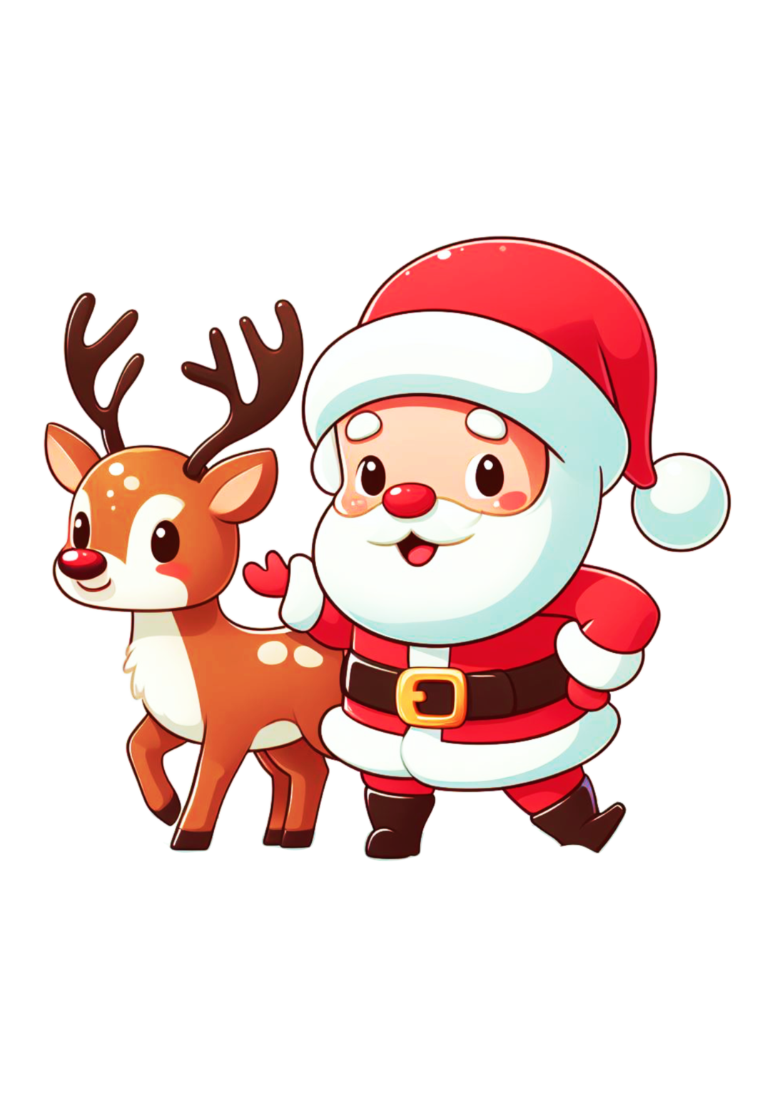 Papai noel com sua amiga rena desenho png