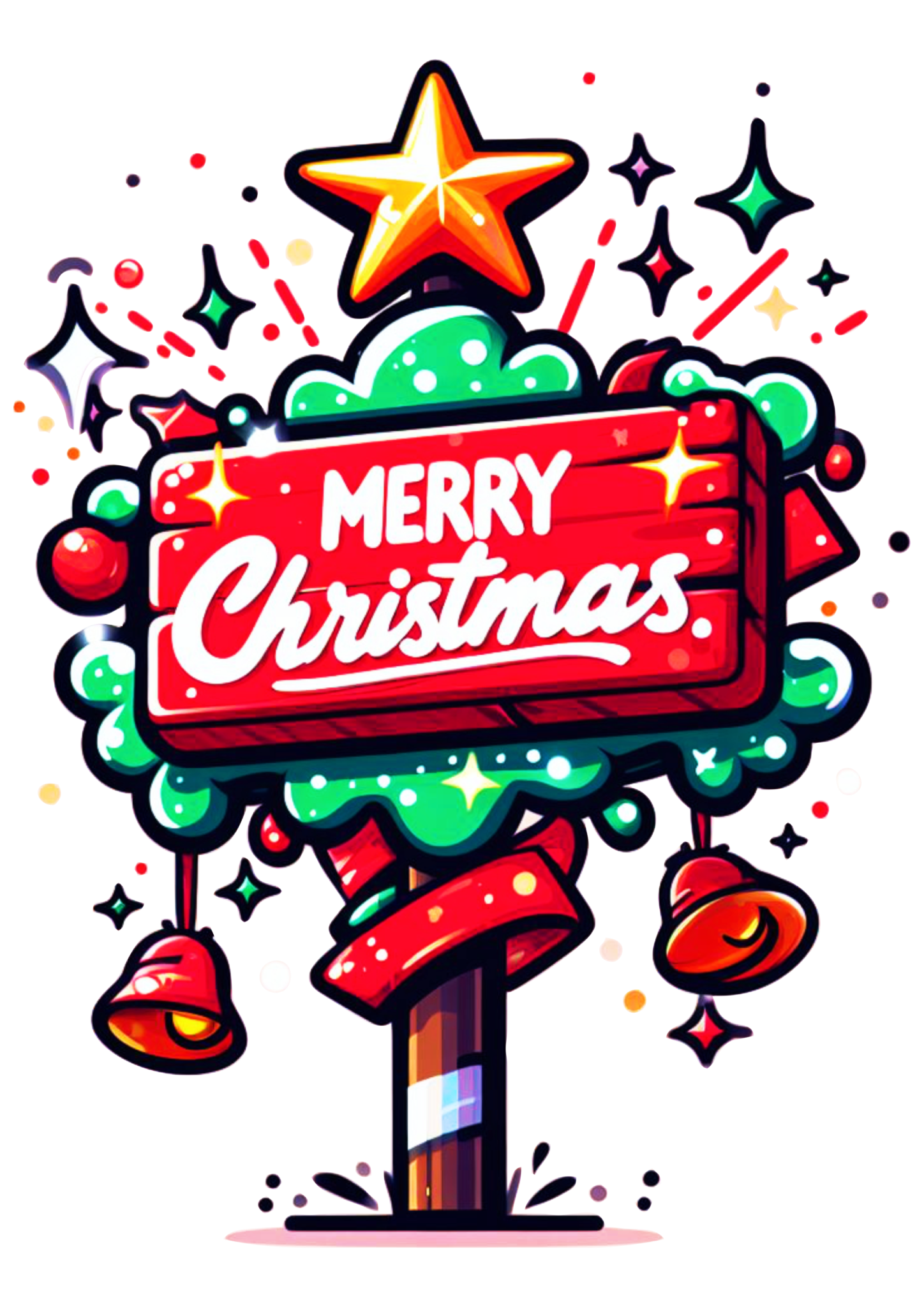 Plaquinha De Natal Merry Christmas Ilustração Png