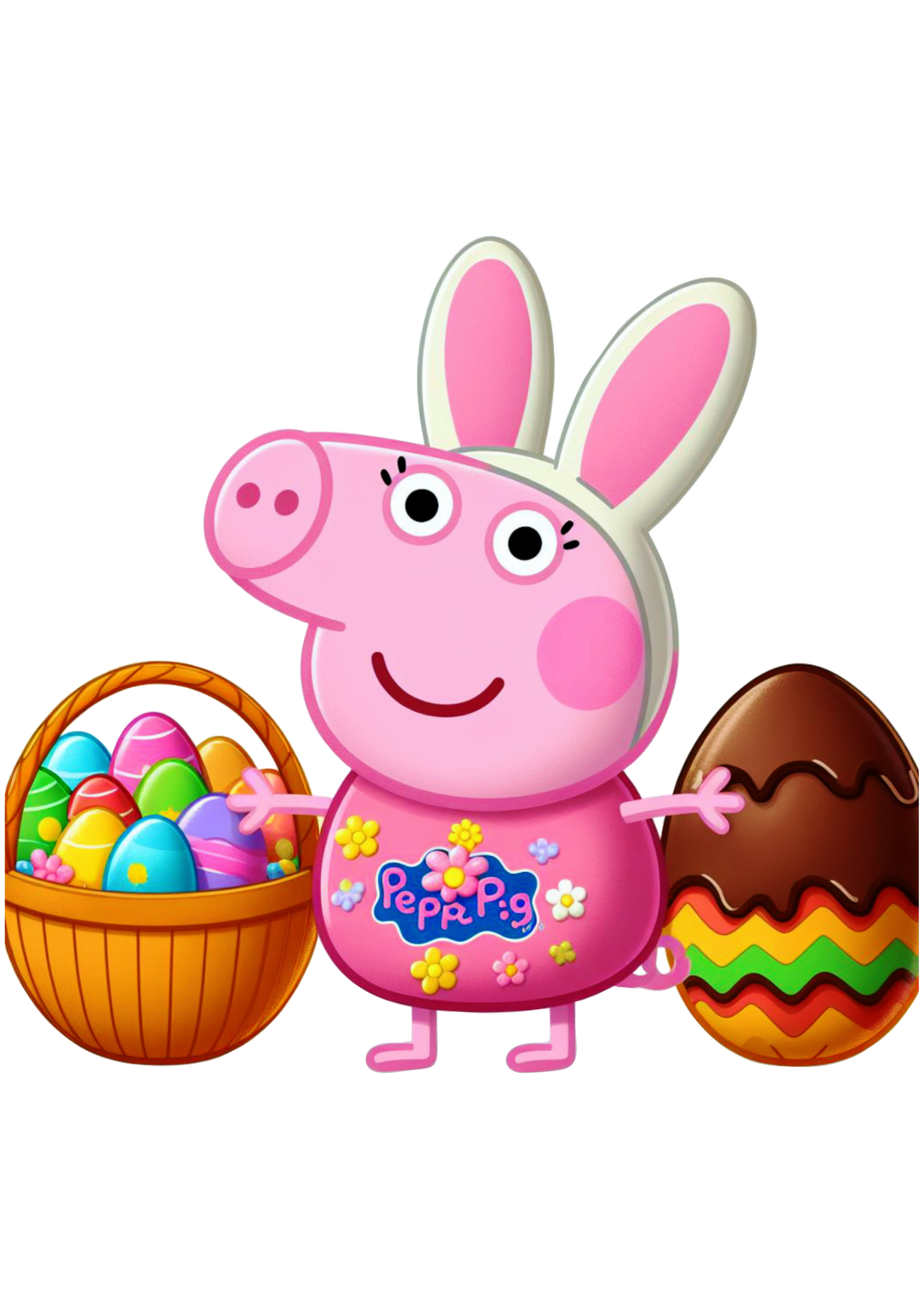 Peppa pig com orelhas de coelho da páscoa com cestinha de ovos de ... Peppa pig com orelhas de coelho da páscoa com cestinha de ovos de ...