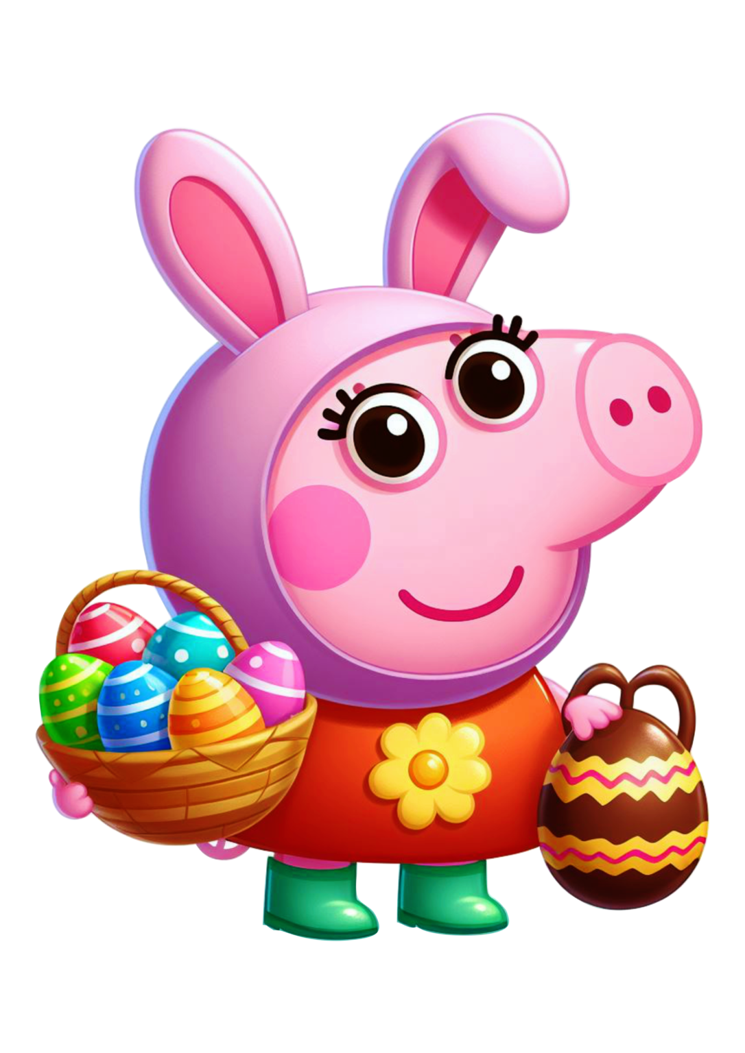 Peppa pig com orelhas de coelho da páscoa com cestinha de ovos de ... Peppa pig com orelhas de coelho da páscoa com cestinha de ovos de ...