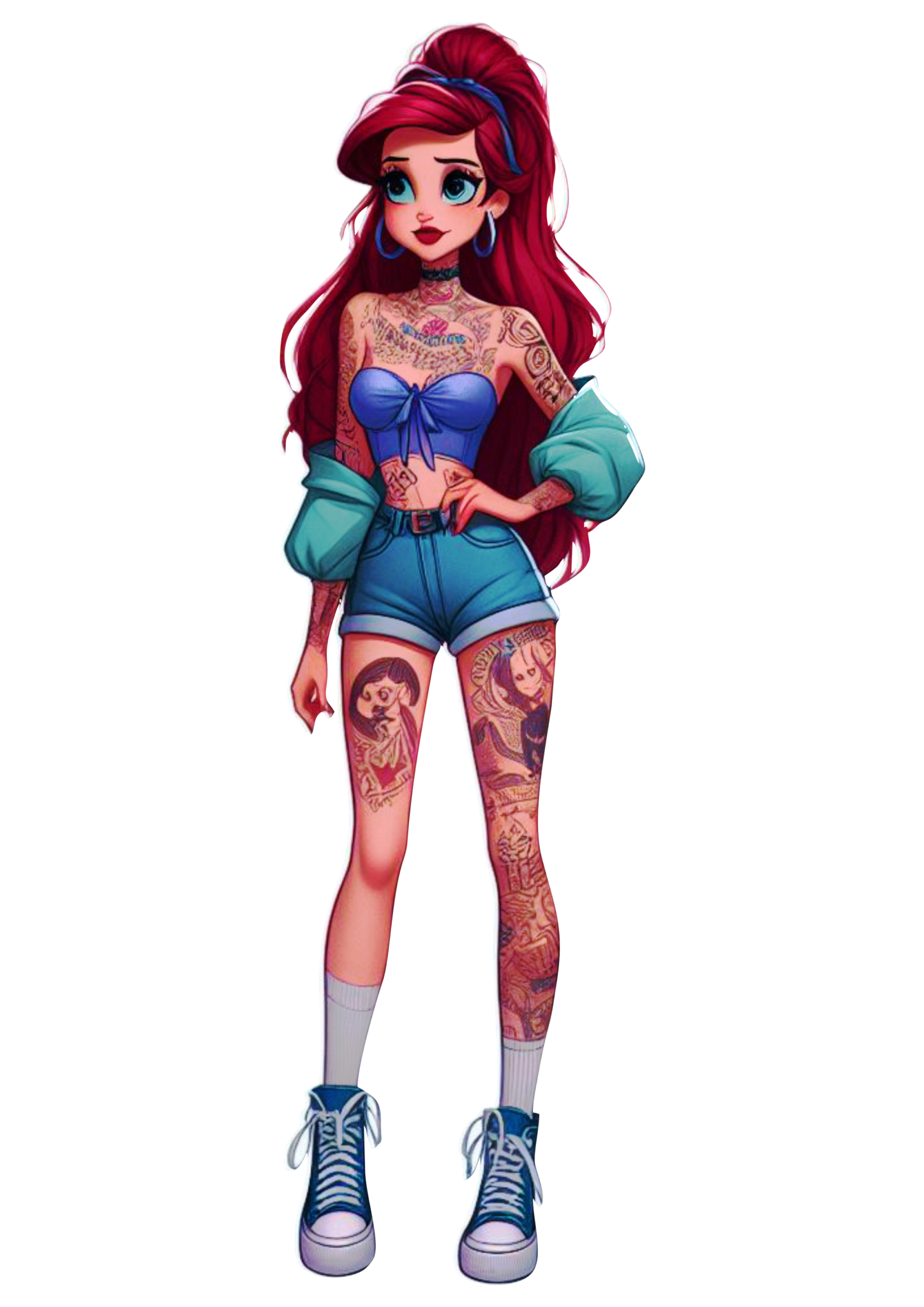 Ariel a pequena sereia tatuada fundo transparente png