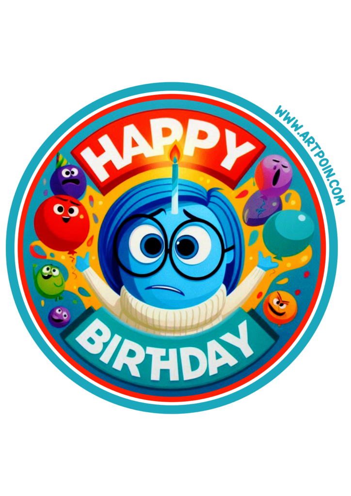 Divertida Mente adesivo redondo decoração de aniversário infantil azul png Divertida Mente adesivo redondo decoração de aniversário infantil azul png