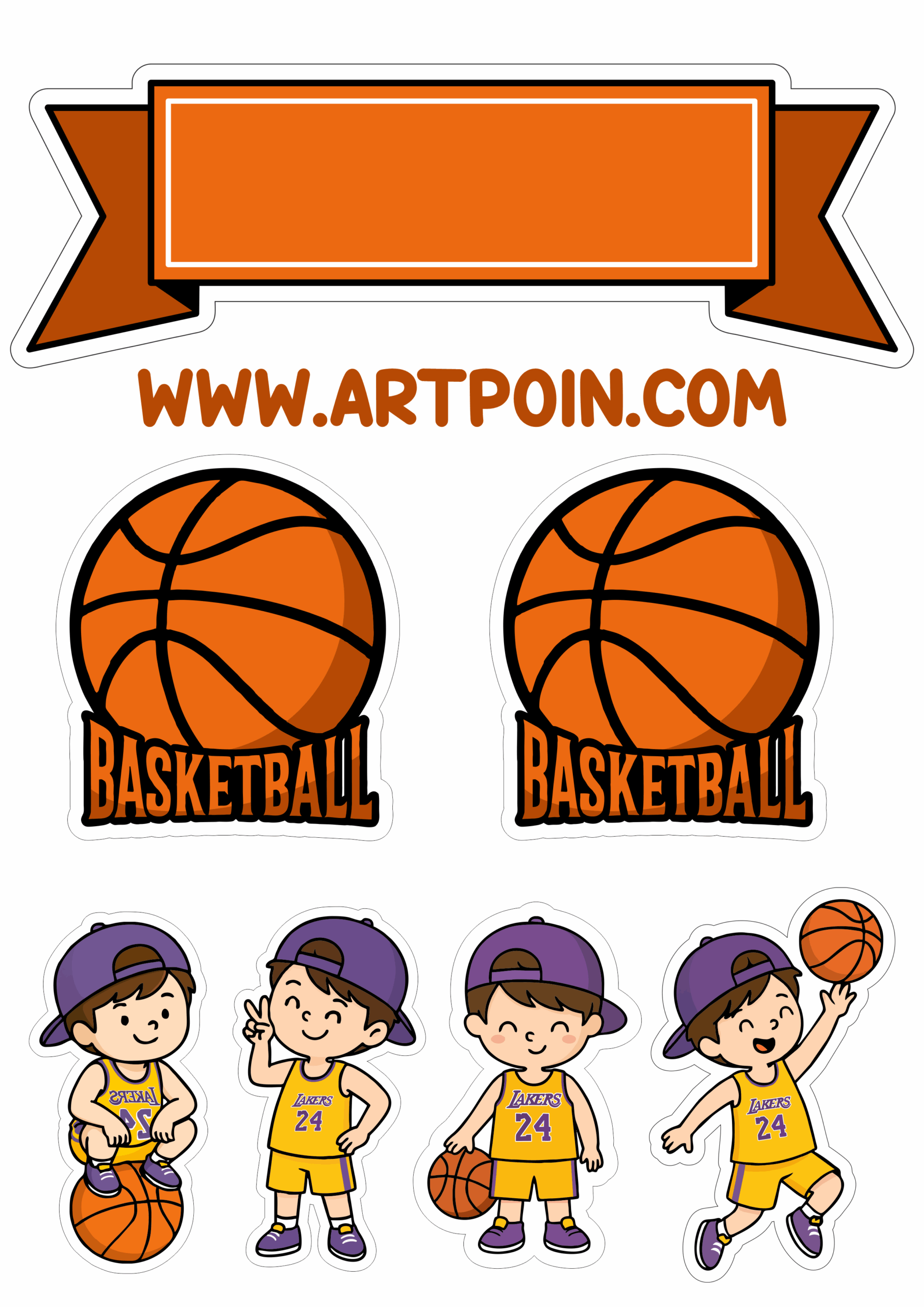 Cake topper basketball player little boy Lakers simple draw cartoon ...