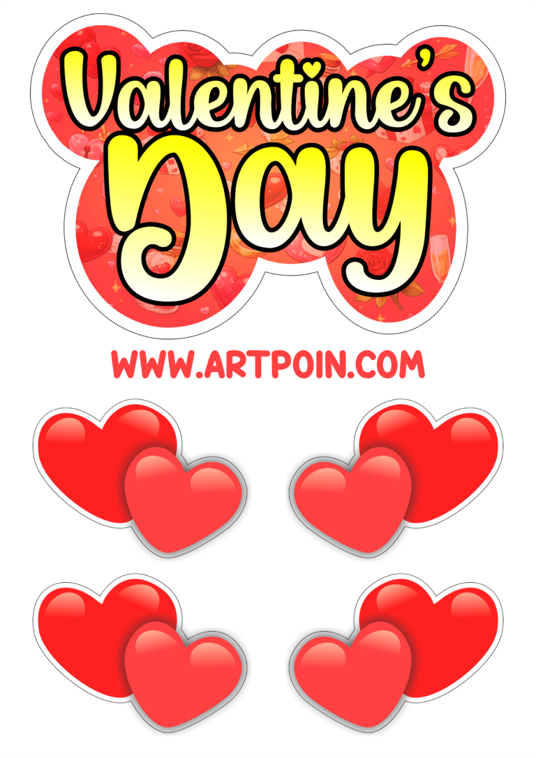 Cake topper valentines day with hearts cute images for decor your party png